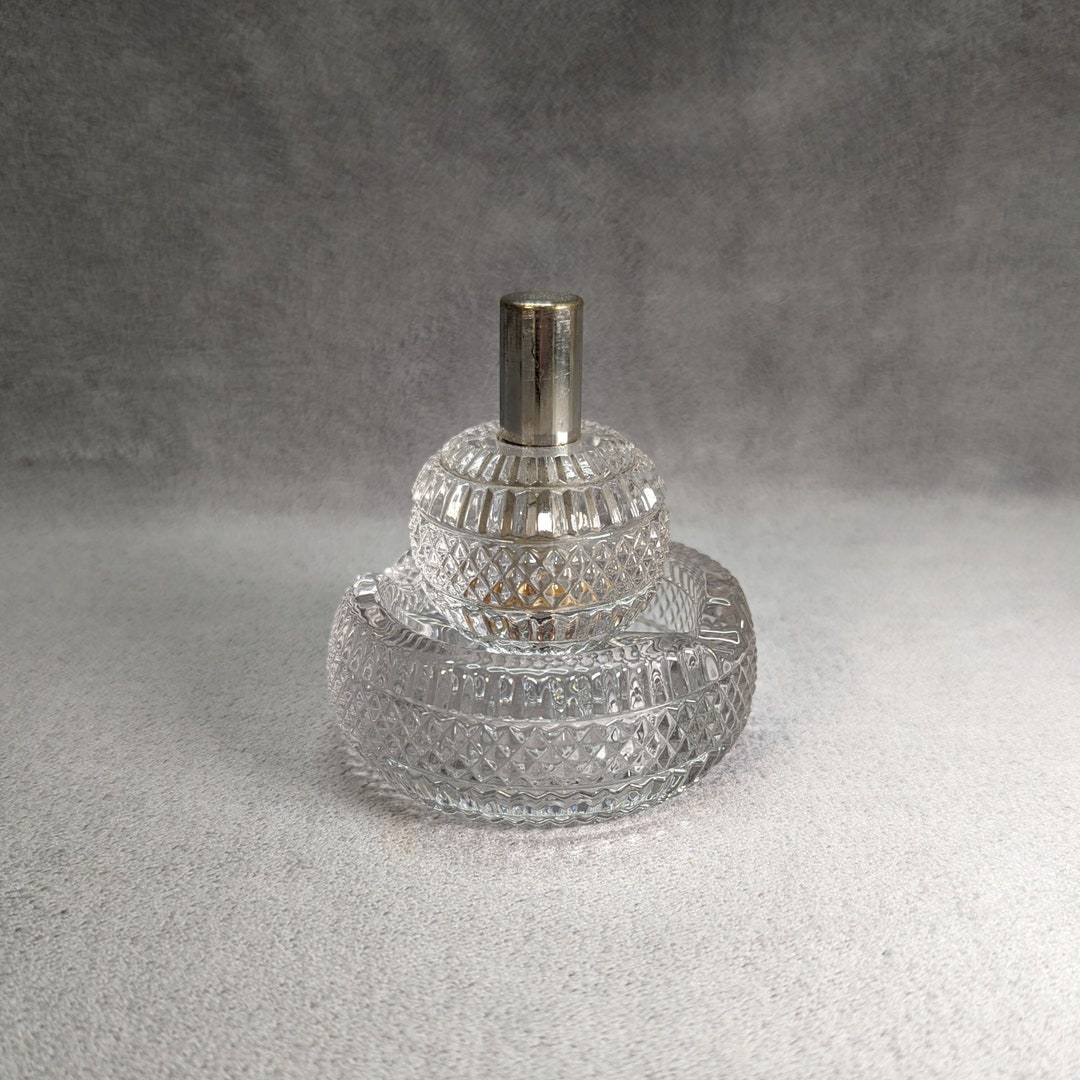 Vintage Crystal Smoking Set Lighter, Ashtray Diamond Pattern Sphere ...