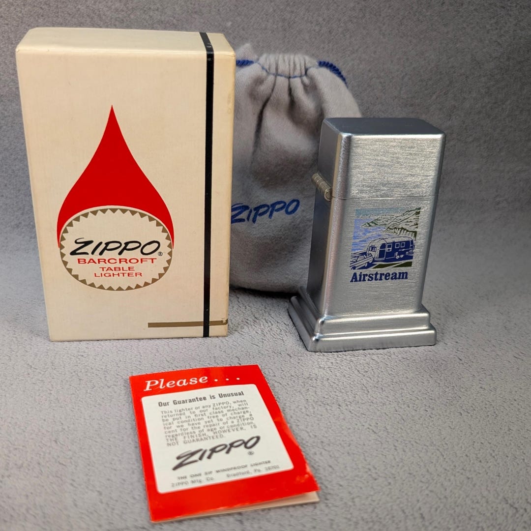 Rare Zippo Barcroft Table Lighter - Airstream Camper Trailer - New Old ...
