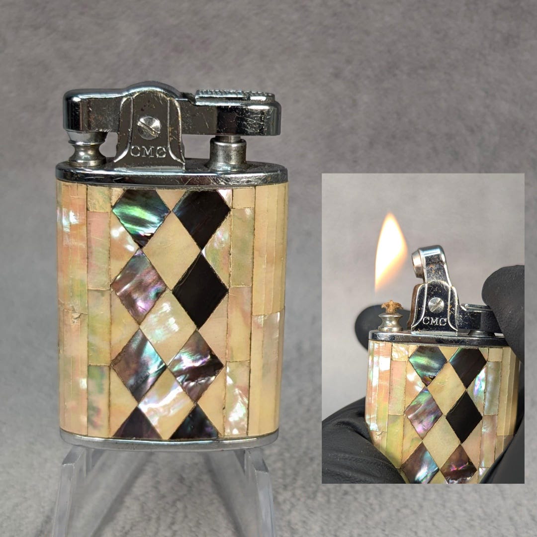 Vintage Continental Mother of Pearl Lighter Purple Abalone Midcentury ...