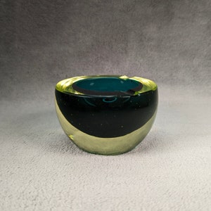 Rare Murano Uranium Glass Ashtray Midcentury Modern Sommerso Hemisphere ...