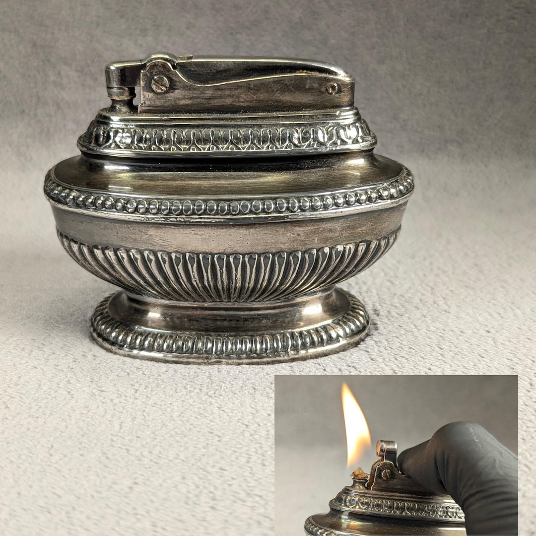 Art Deco Ronson Queen Anne Table Lighter Silver Plated, Dark Patina Art ...