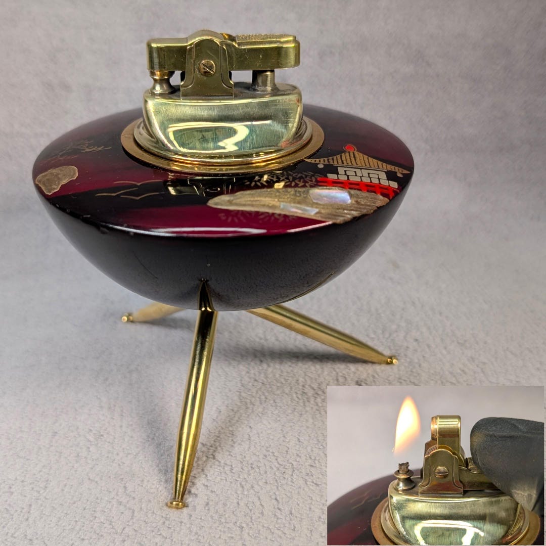 MCM UFO Style Table Lighter - Japanese Lacquer Art - Japanese Scene ...