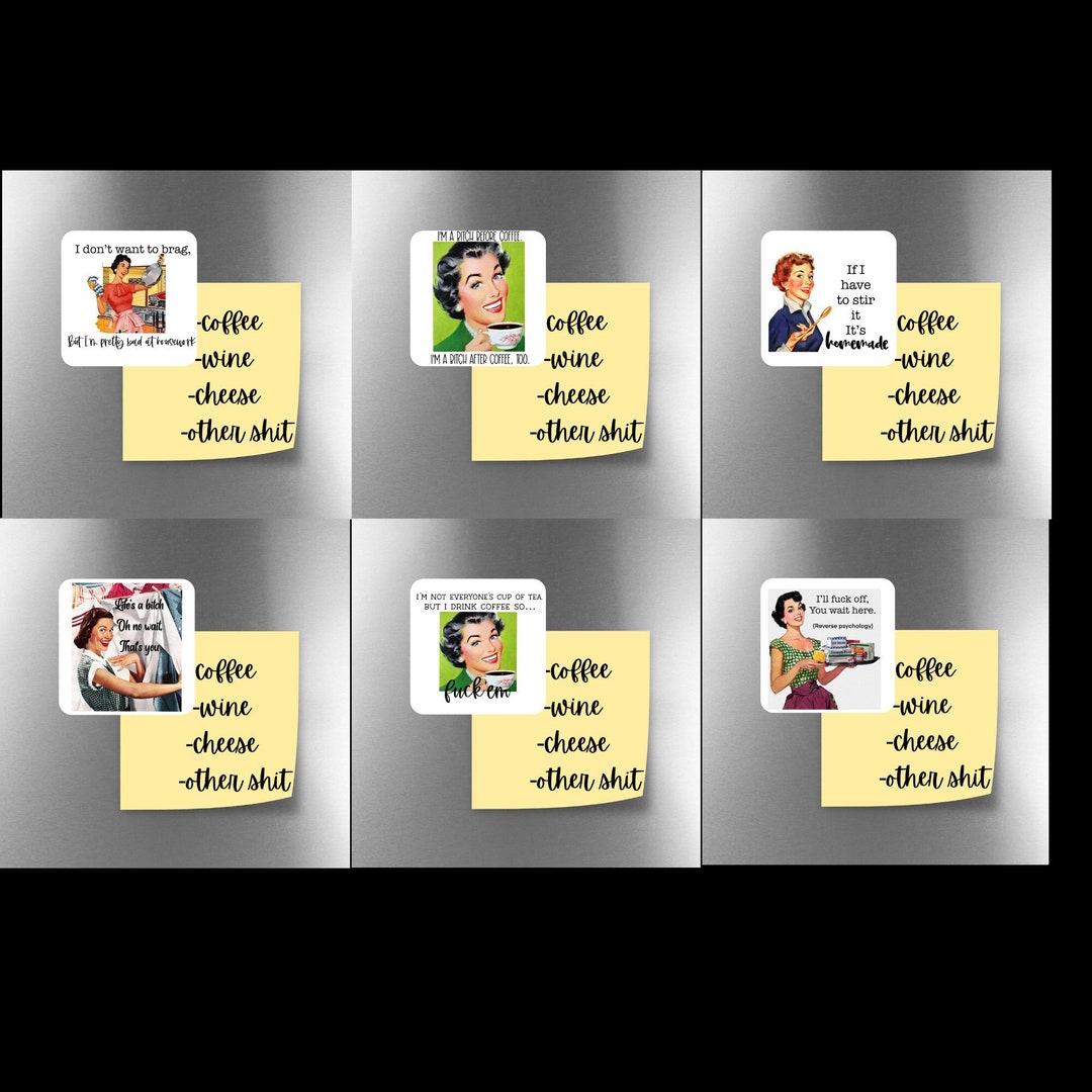 Funny Retro Housewife Magnet Set, Funny Fridge Magnets, Funny ...