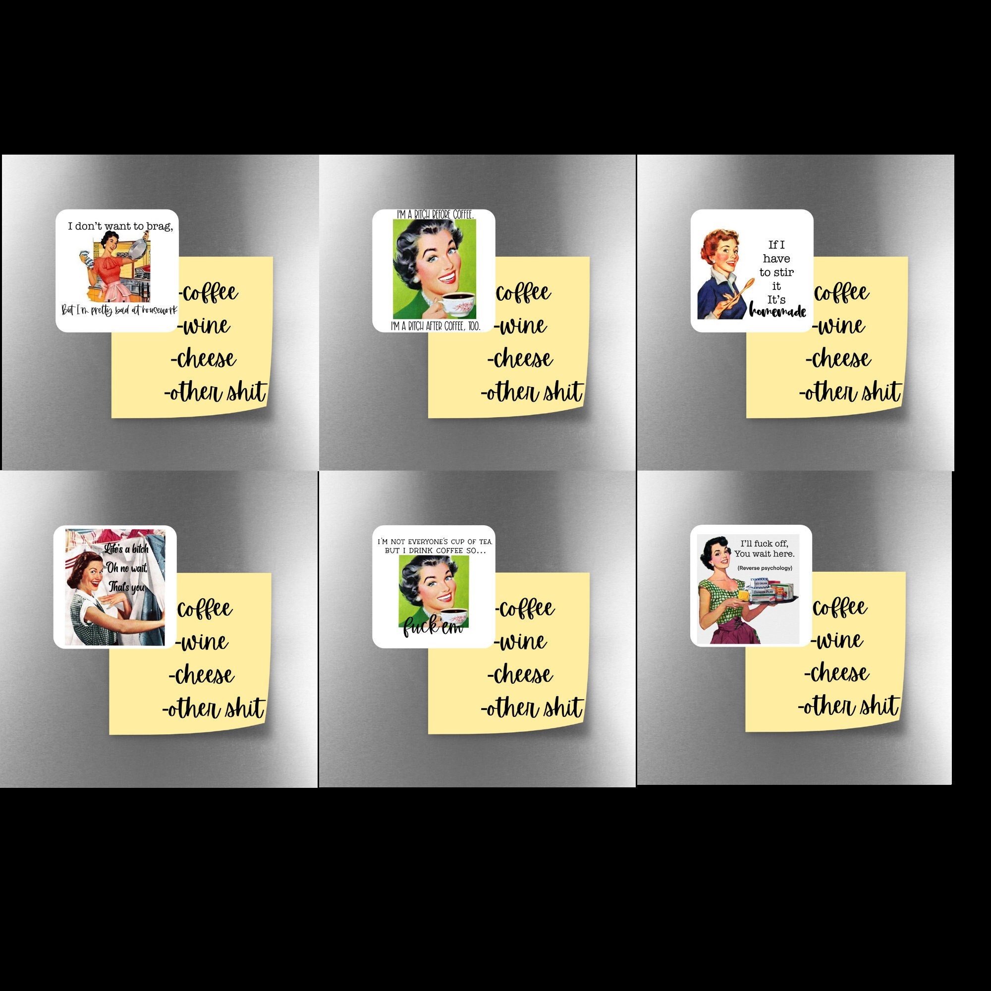 Funny Retro Housewife Magnet Set, Funny Fridge Magnets, Funny ...