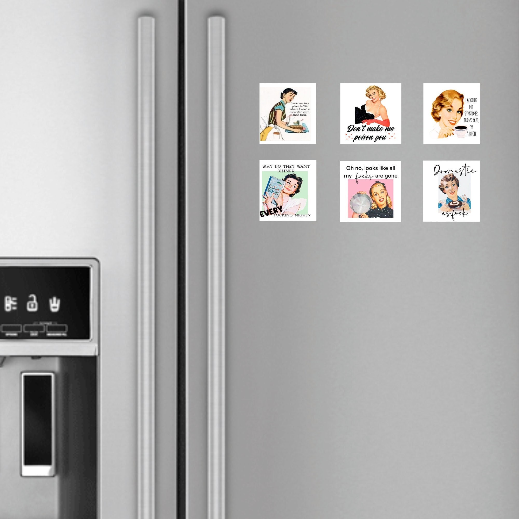 Funny Retro Housewife Magnet Set, Funny Fridge Magnets, Funny ...