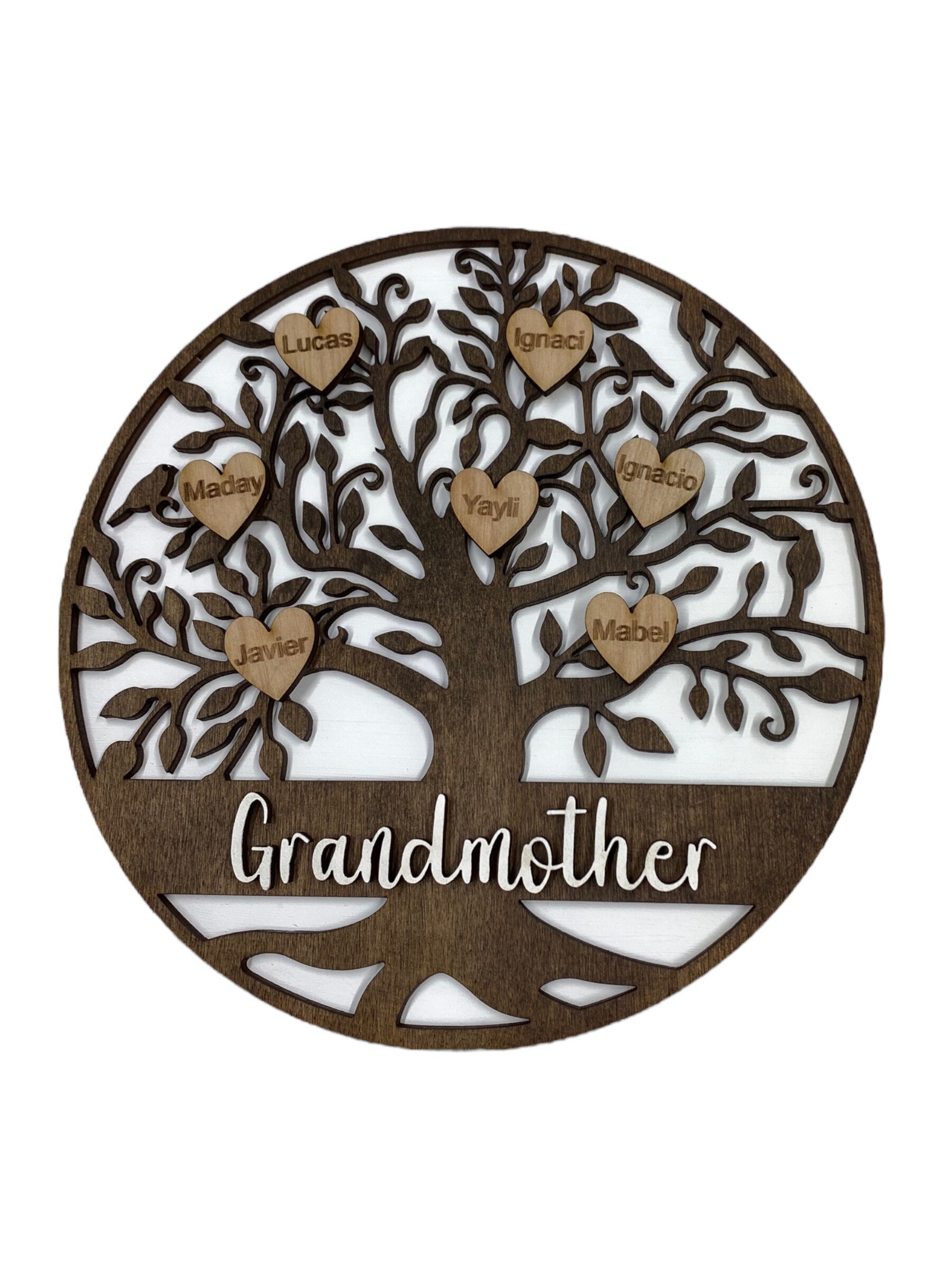Personalized Wooden Family Tree Sign Grandkids Names Sign Hanging ...