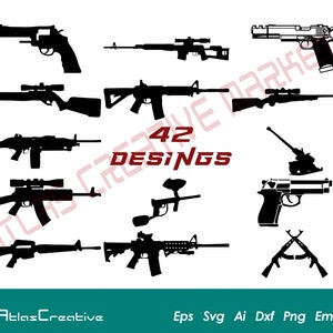 Guns Svg (42) Bundle, Rifle Svg Bundle, Military Weapon Clipart, Gun ...