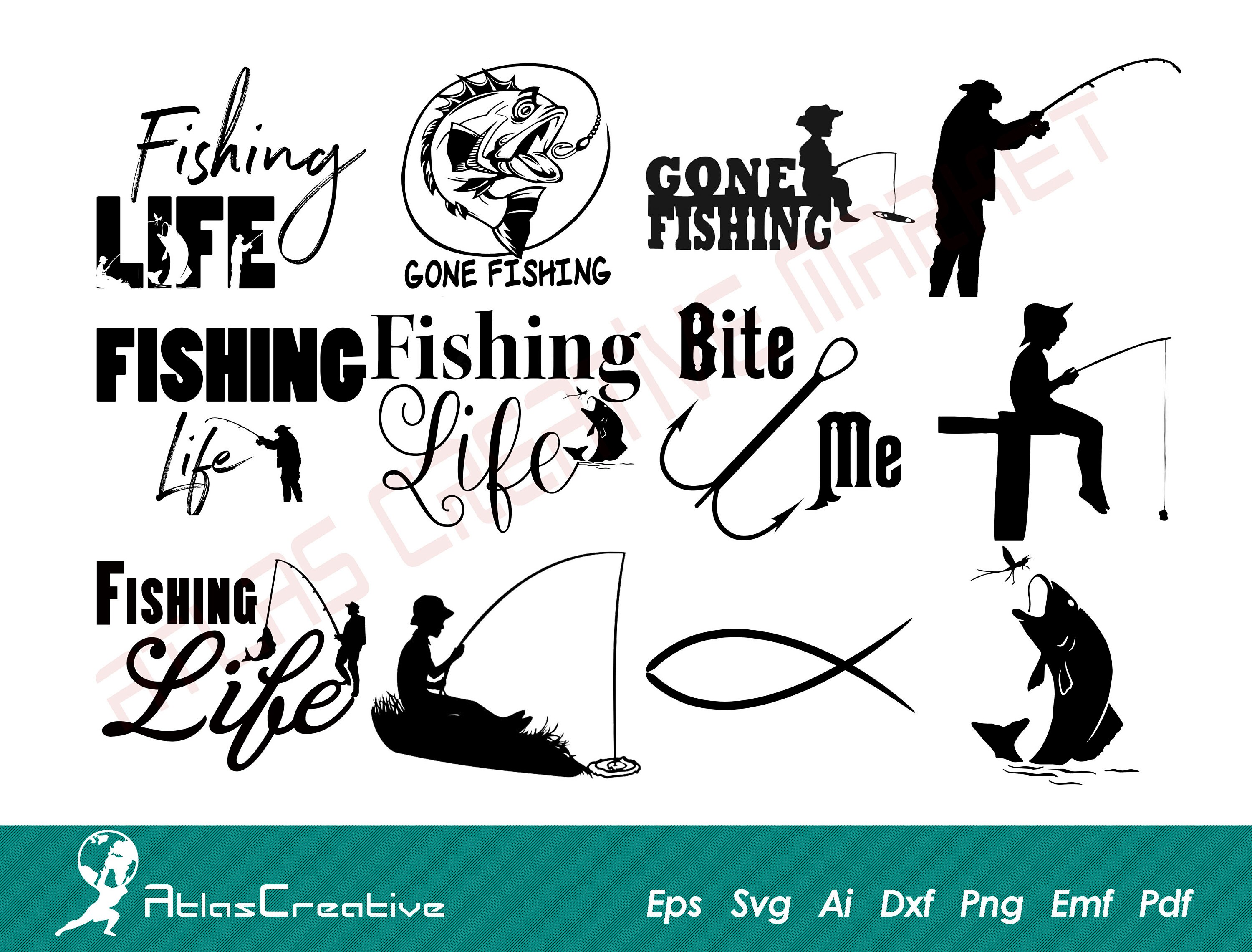 Fishing Svg 12 Bundle, Fishing Lure Svg, Bass Cut File, Fisherman ...