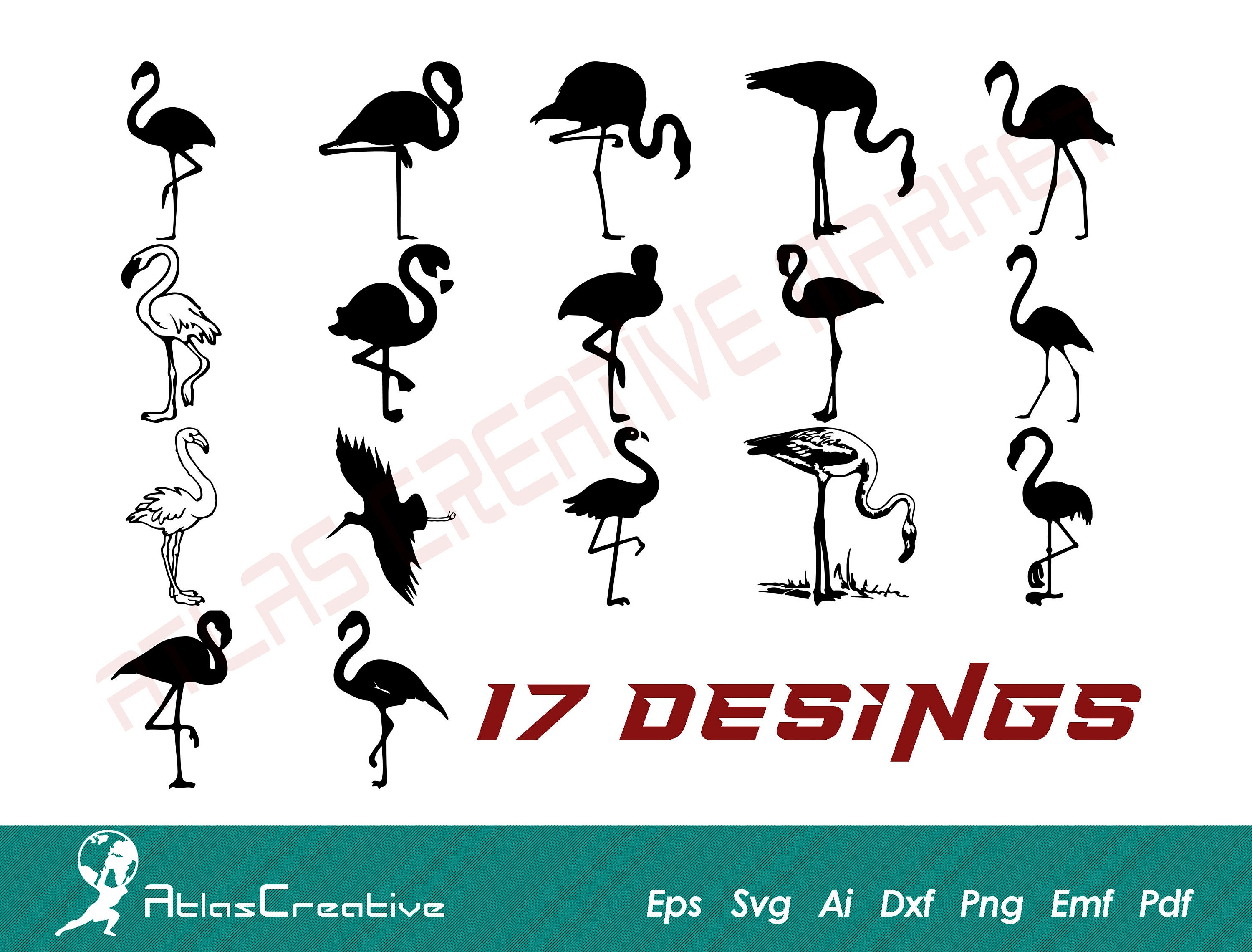 Flamingo Svg 17 Bundle, Flamingo Clip Art, Cute Flamingo Vector, Cute ...