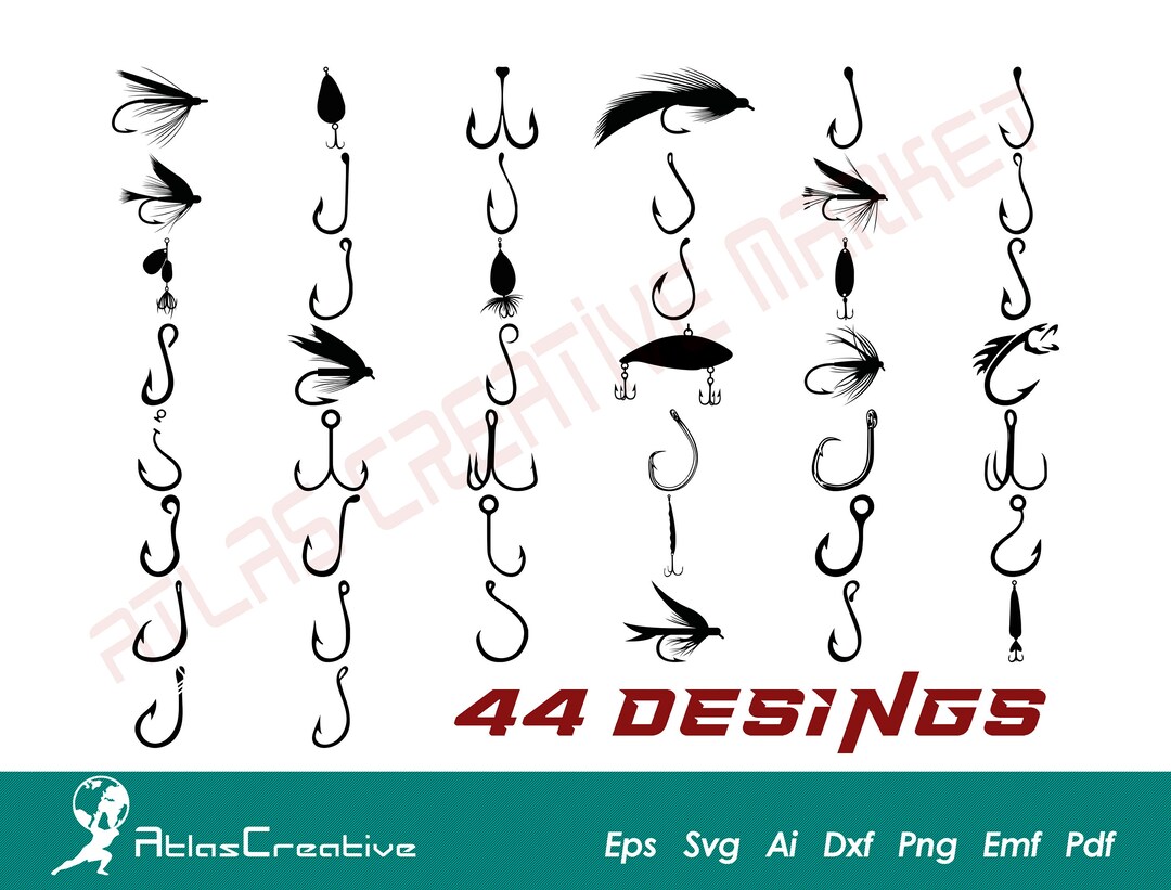 Fishing Hook Svg (44) Bundle, Crossed Fish Hooks Vector, Hook Svg ...