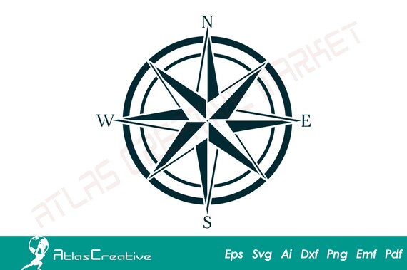 Compass Svg Compass Rose Svg Vemplate Vector Nautical Etsy