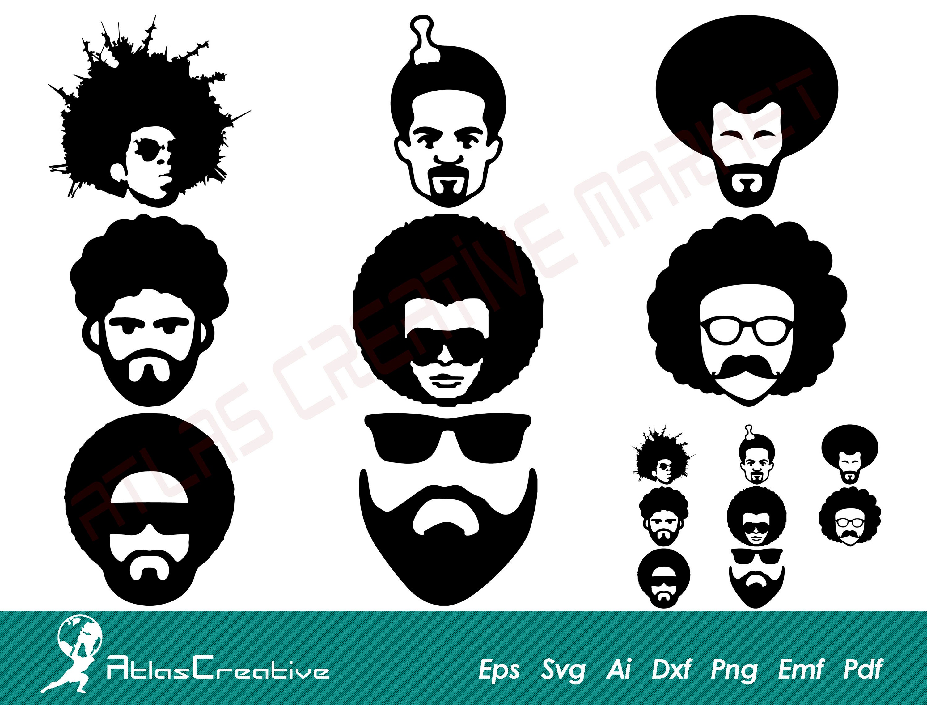 Afro Man SVG 8 Bundle, Black Man SVG, Black King Clipart, Melanin Svg ...