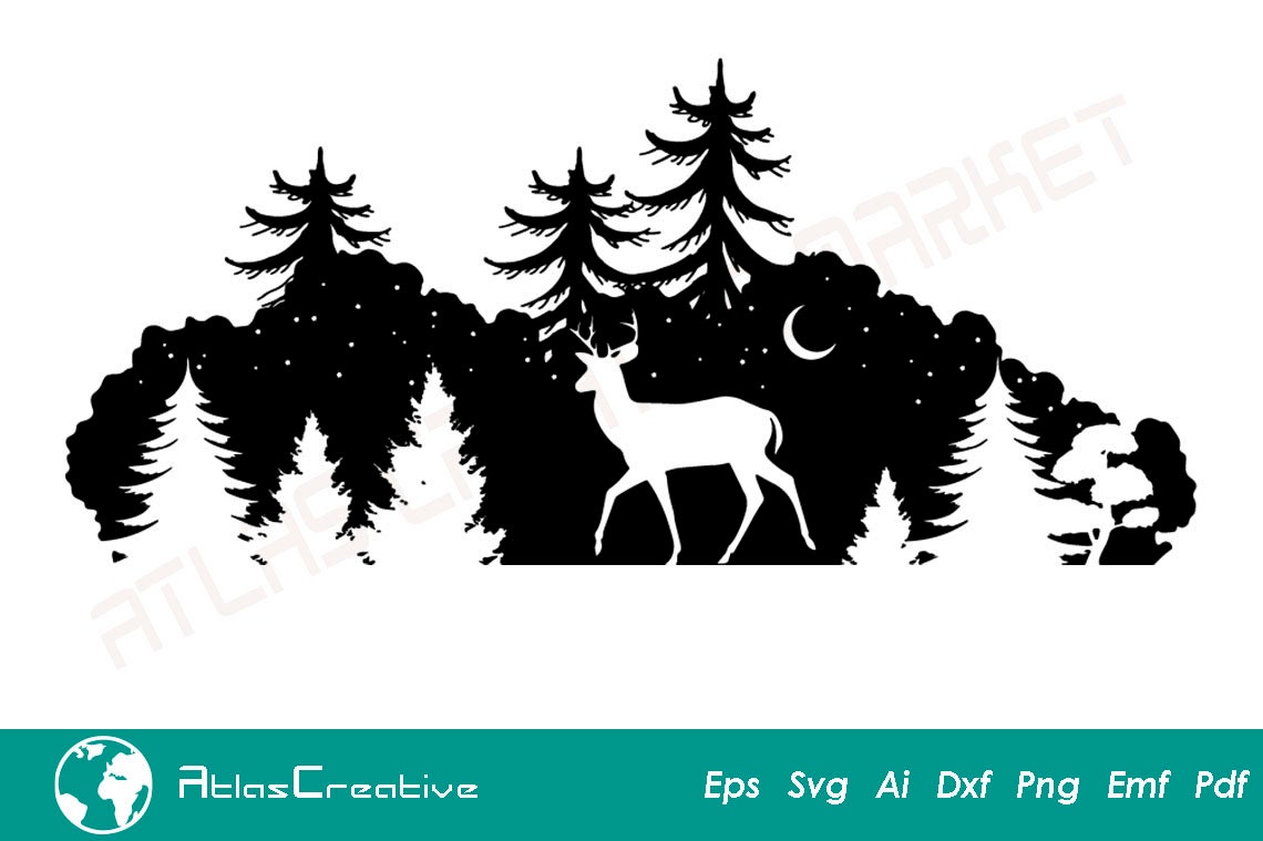 Deer Outdoor Svg Deer in Forest Deer Camp SVG Cut File Deer - Etsy