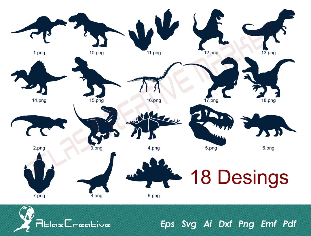 Dinosaur Bundle (18) Svg, Dinosaurs Vector, Dino, Dinosaur Silhouette ...