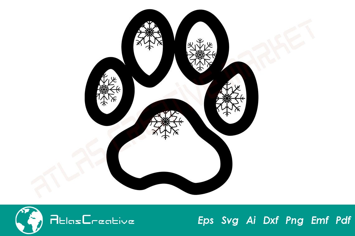 Dog Paw Svg, Snowflake With a Dog Paw, Snowflake Svg, Christmas Dog Svg ...