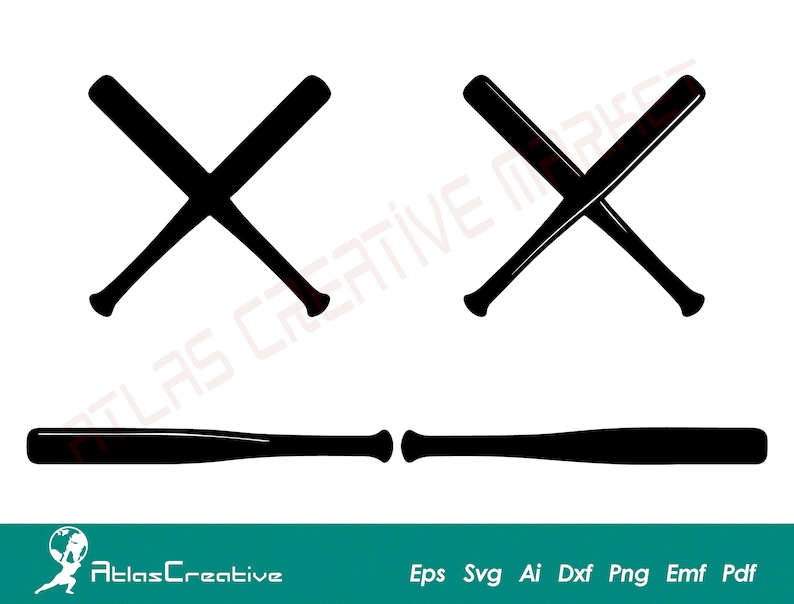 Baseball Bat Svg, Digital Download Baseball Bat, Crossed Baseball Bats ...