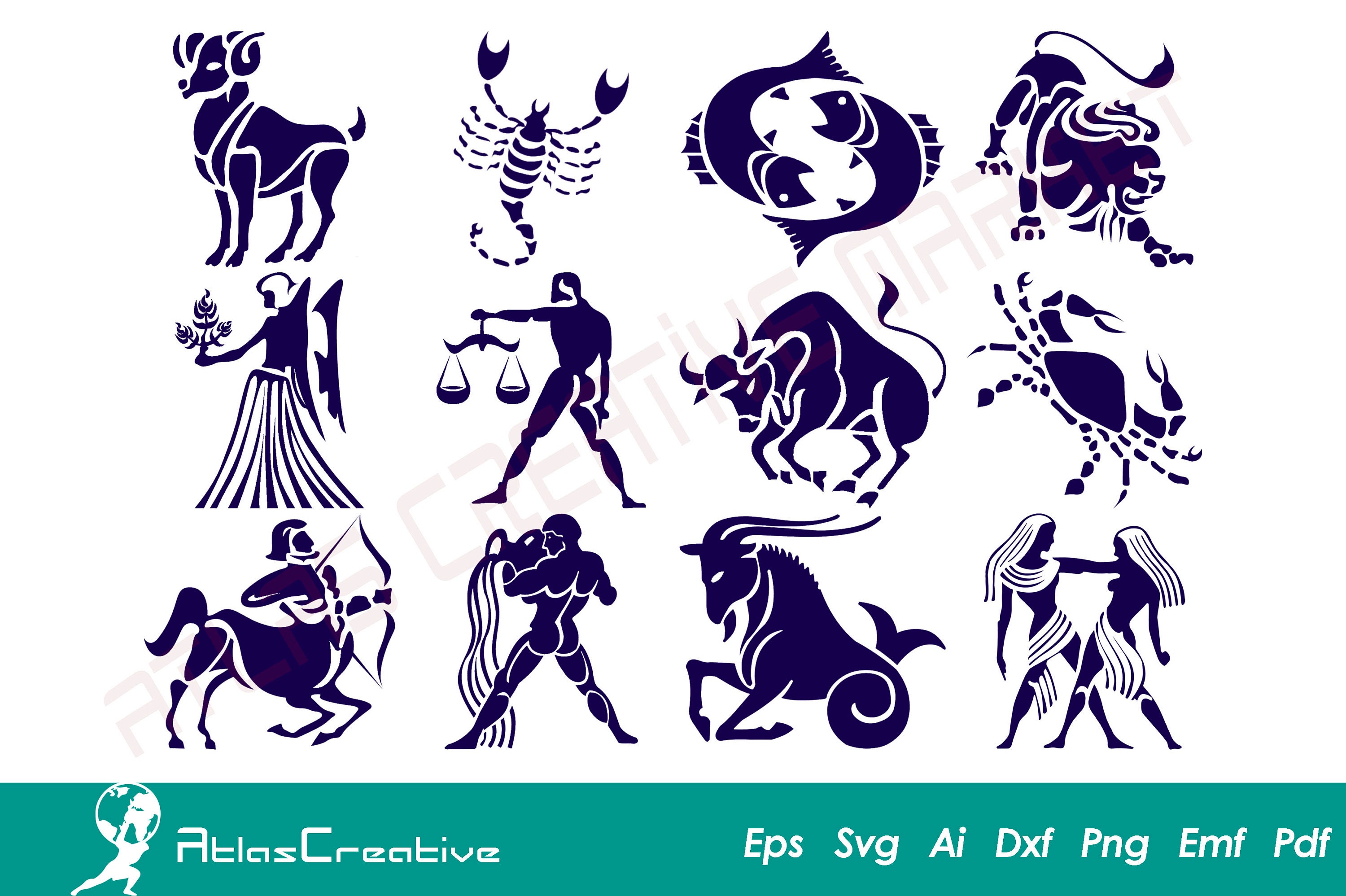 Horoscope SVG Bundle, Celestial Birth Star Sign Vector, Zodiac ...