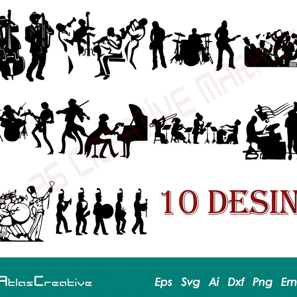 Marching Band Instruments Svg - Etsy