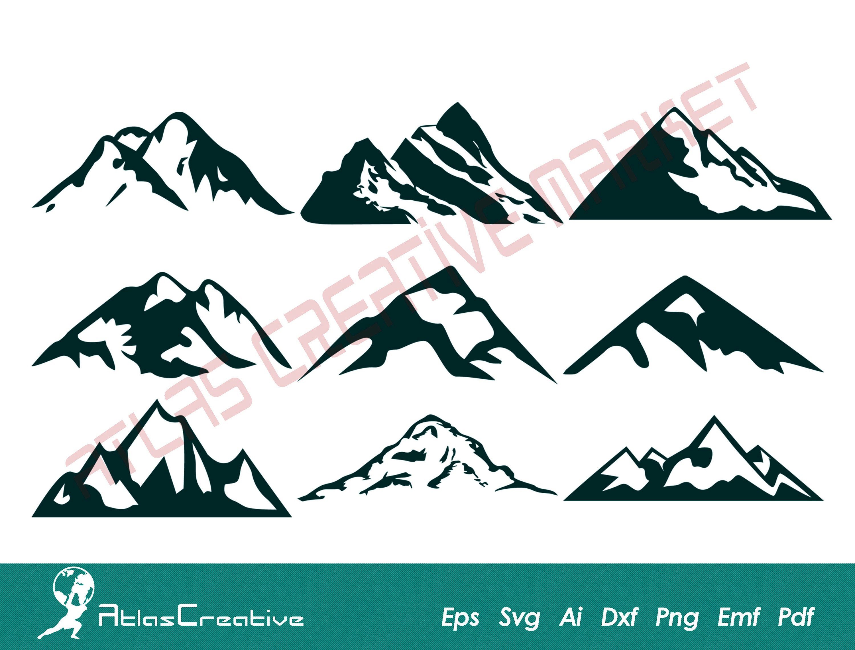 Mountain Svg 81 Bundle, Mountain Scene Svg, Hilly Silhouette, Outdoor ...