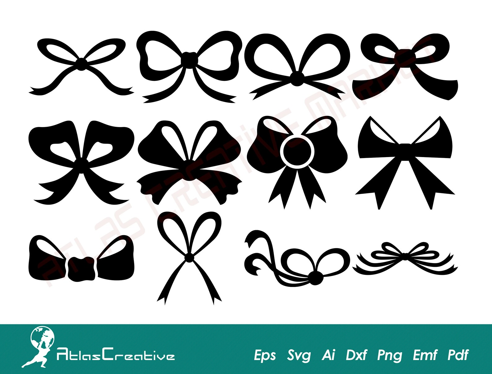 Ribbon Bow SVG (12) Bundle, Bow Tie SVG Files for Cricut, Set of ...