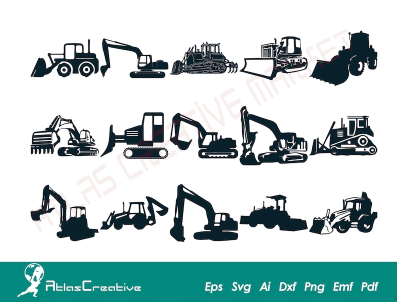 Bulldozer Svg (15) Bundle, Crawler Dozer, Heavy Equipment Svg ...