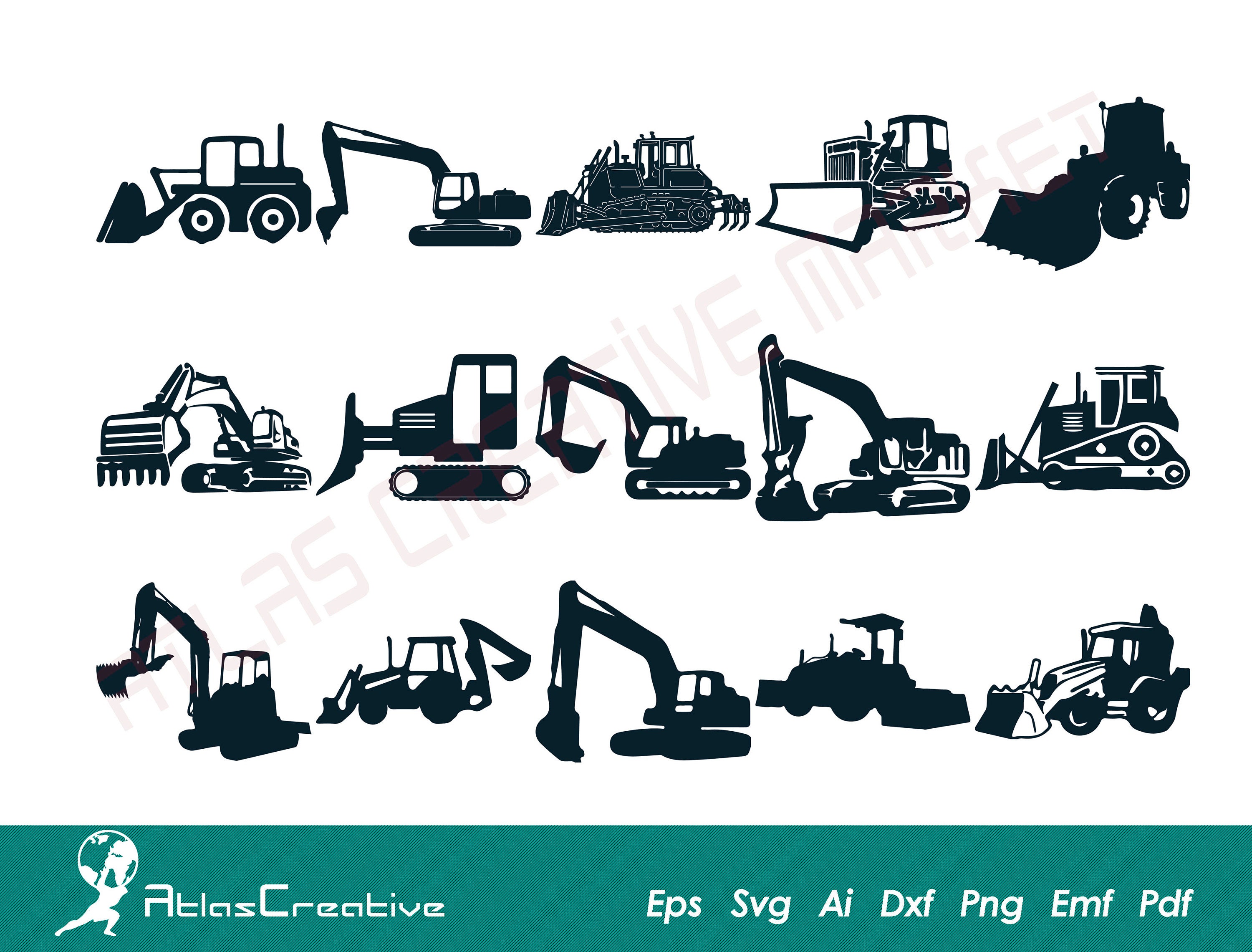 Bulldozer Svg (15) Bundle, Crawler Dozer, Heavy Equipment Svg ...