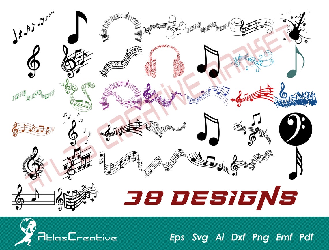Music Notes Svg 38 Bundle, Music Note Svg, Music Teacher Vector, Music ...