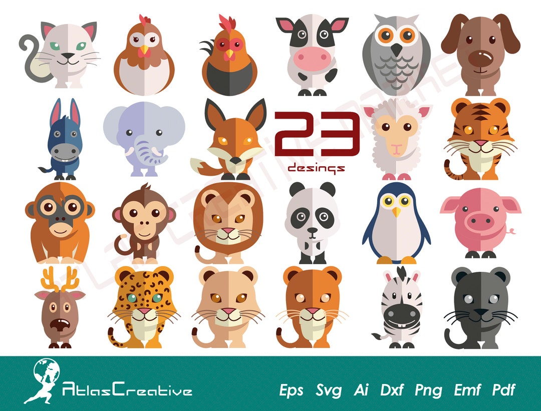 Animals SVG (23) Bundle, Safari Animals SVG, Jungle Forest Animals ...