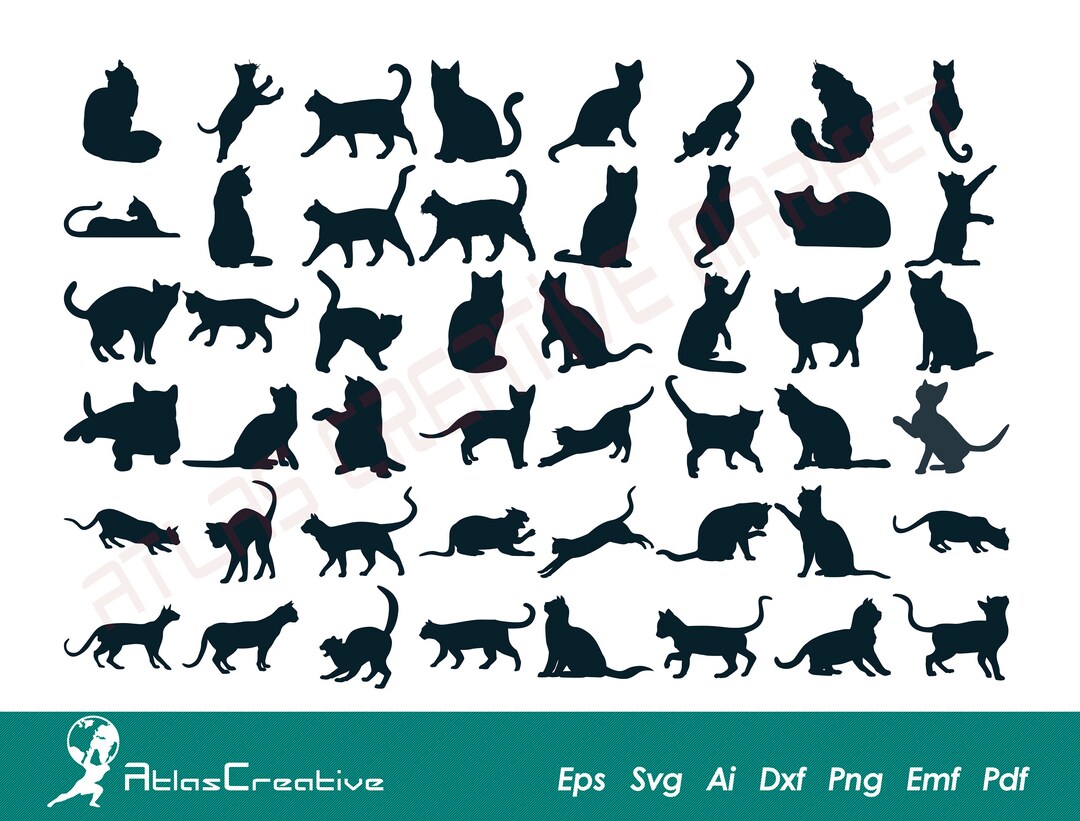 Cat Svg (50) Bundle, Kitty Cute Cat SVG Files for Cricut, Cat ...