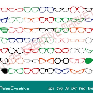 Glasses Svg (50) Bundle, Eyeglasses Svg Set, Sunglasses Vector for ...