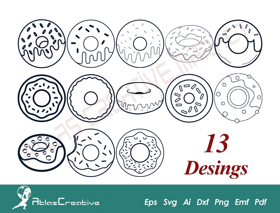 Donut Svg (13) Bundle, Doughnut Svg, Sprinkle Vector, Donut Outline ...