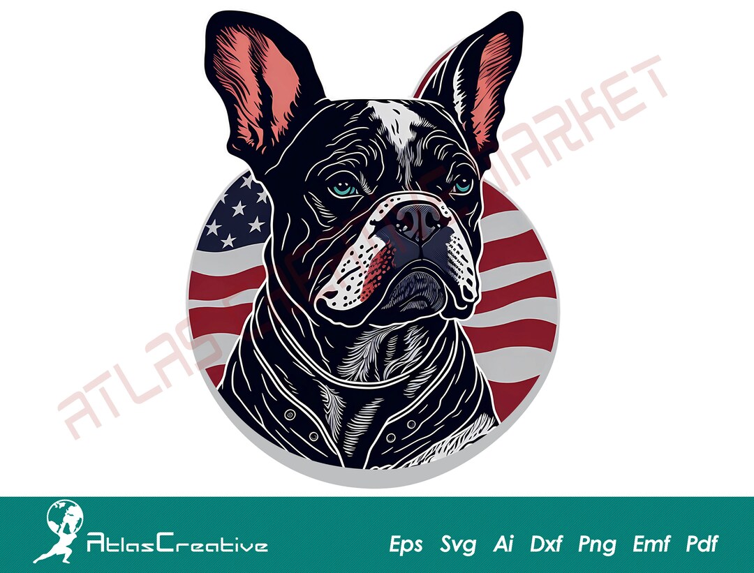 French Bulldog With American Flag Svg, Proudly American Svg, Frenchie ...