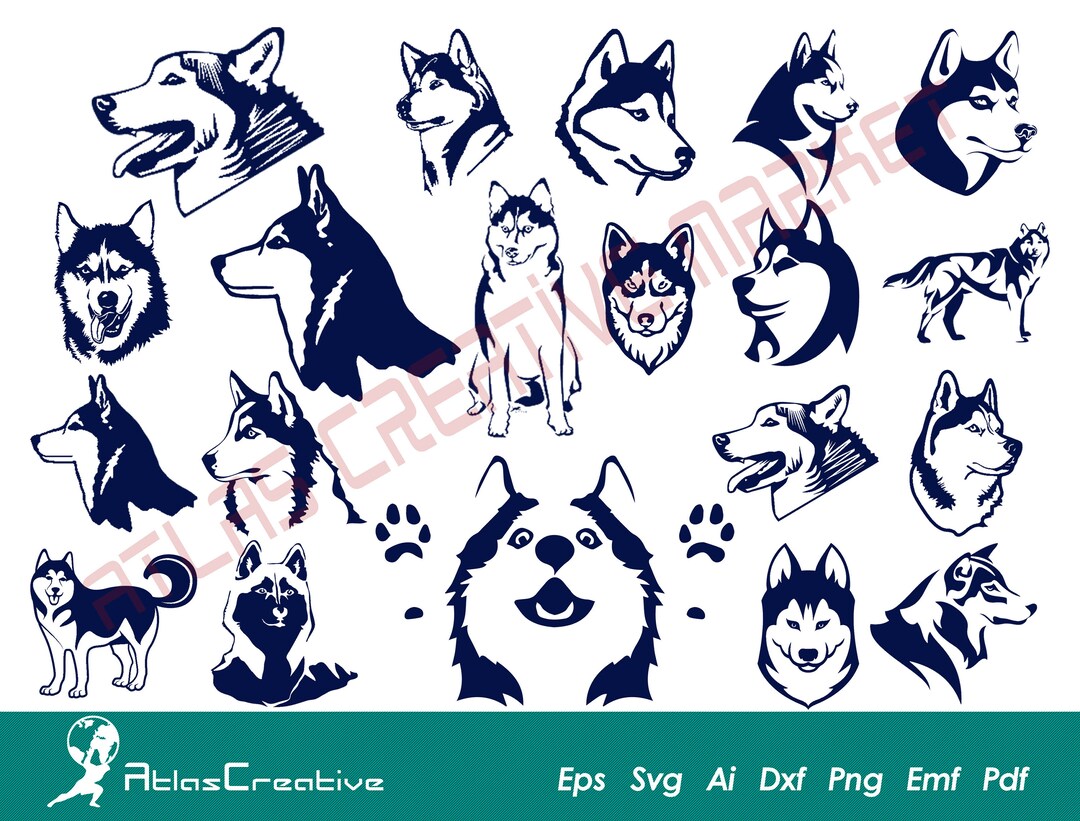 Husky Svg 20 Bundle Siberian Husky Clipart for Cricut - Etsy