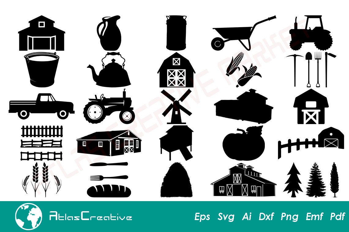 Farm (25) SVG Bundle, Farm House SVG Bundle, Barn Tractor Vector ...
