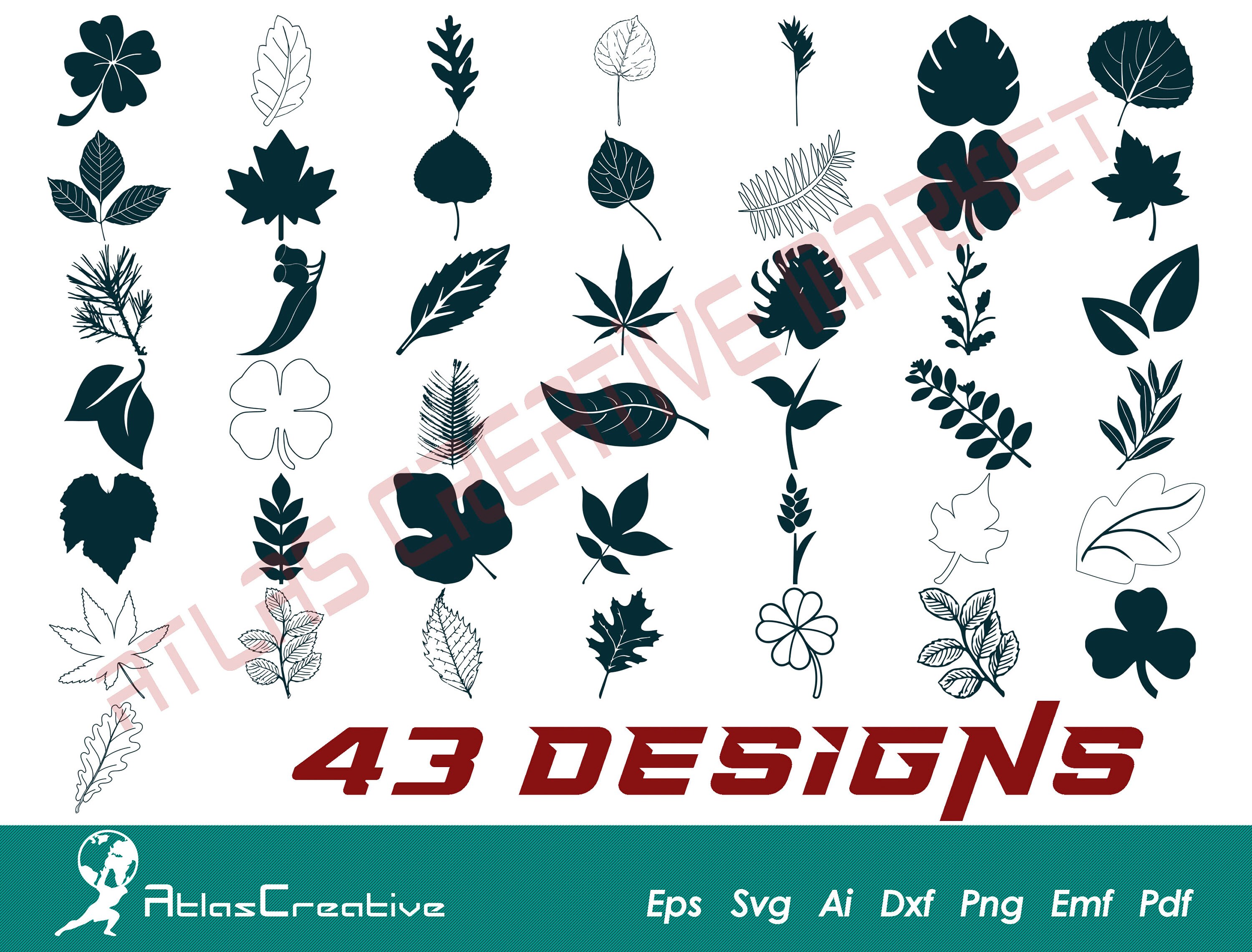 Leaves Svg 43 Bundle, Paper Leaves Svg, Leaf Silhouette, Leaf Templates ...
