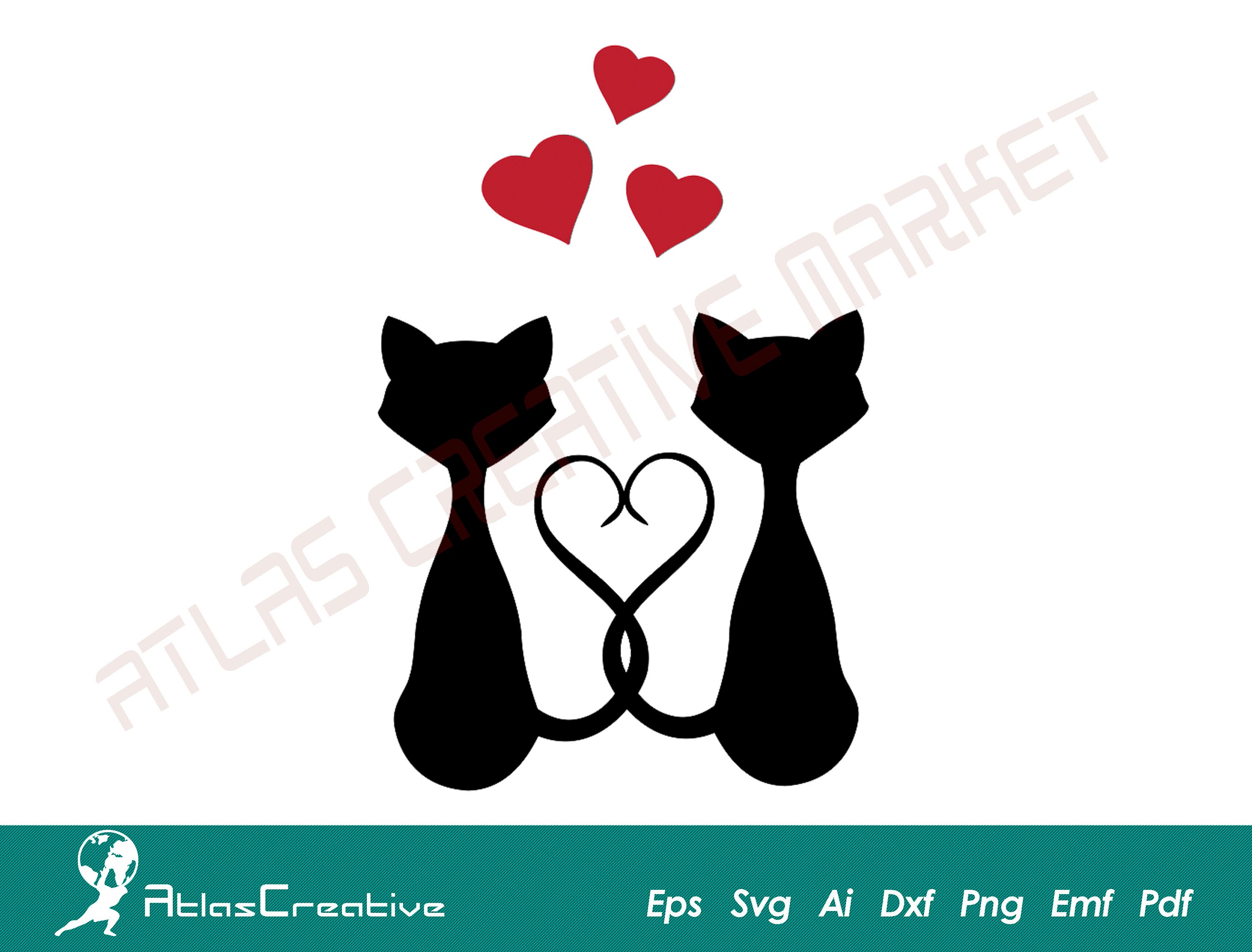 Cat Love Svg, Cats Valentine's Day Heart, Cat Lovers Cricut, Love Cat ...