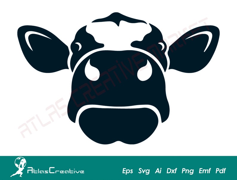 Cow Svg, Cow Face Svg, Farmhouse Calf Head Vector, Farm Animal Svg ...