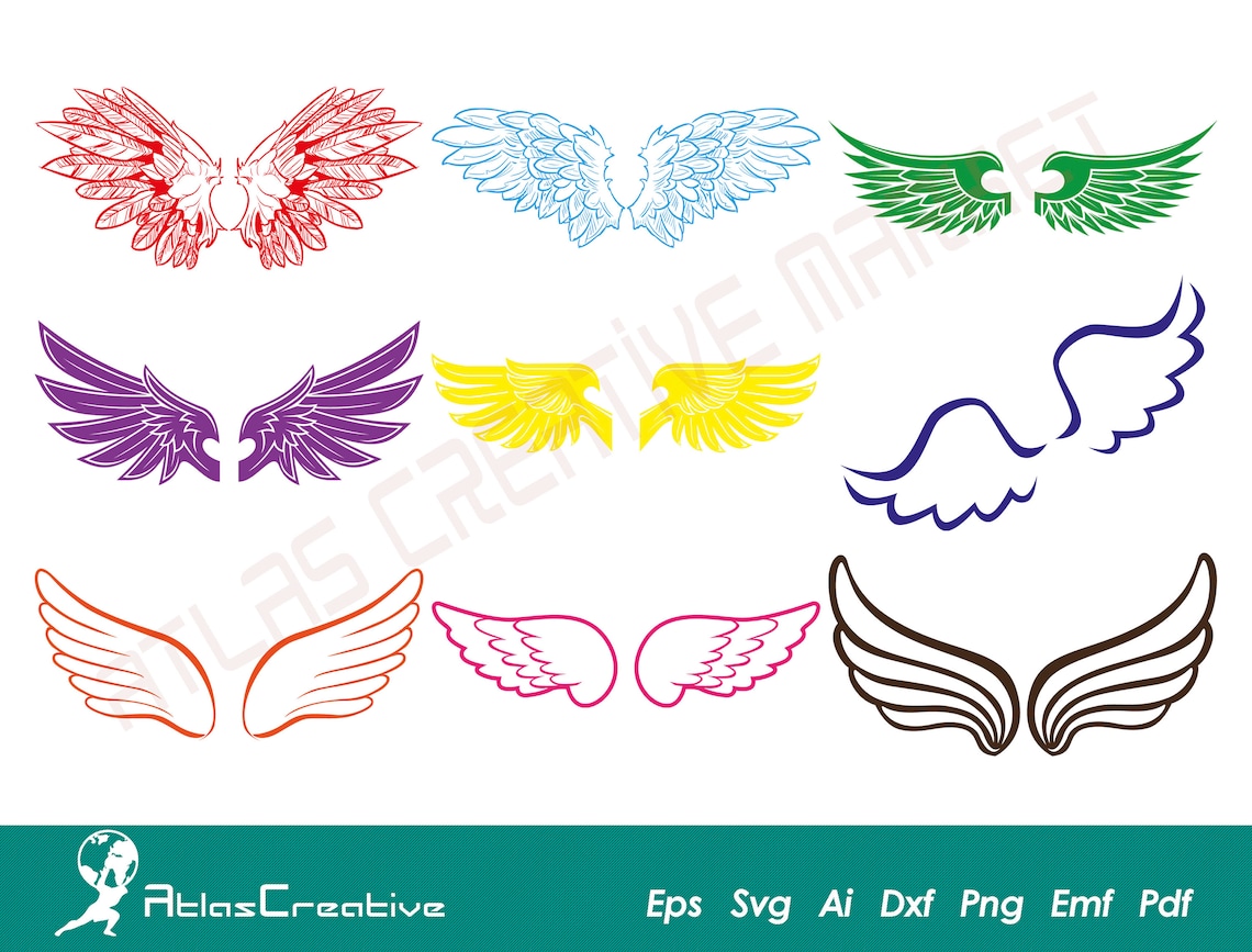 Angel Wings Svg Bundle, Angel Wing Shape, Angel Wings Clip Art ...