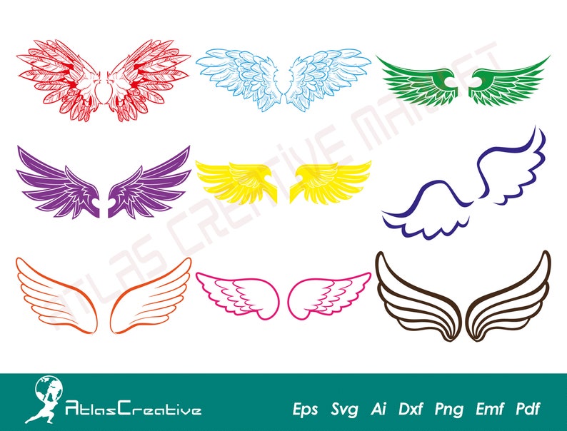 Angel Wings Svg Bundle, Angel Wing Shape, Angel Wings Clip Art ...