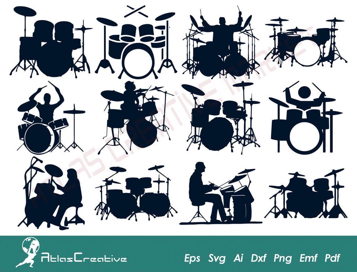 Drum Svg (12) Bundle, Drummer Svg Cutting File, Band, Music Clipart ...
