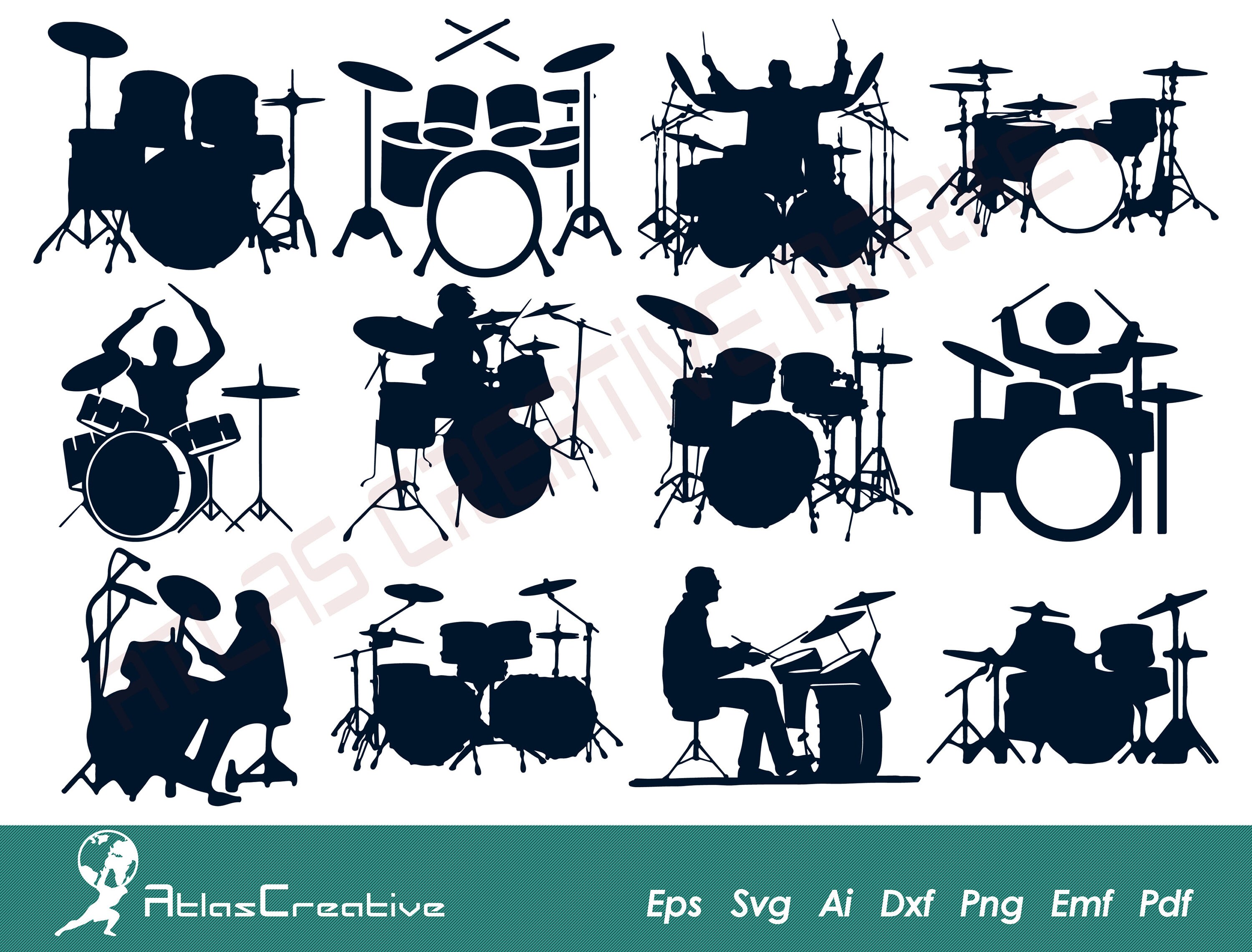 Drum Svg (12) Bundle, Drummer Svg Cutting File, Band, Music Clipart ...