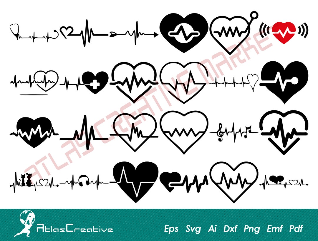 Heartbeat Svg (25) Bundle, Heart Beat Svg, Nurse Life, Medical Clipart ...