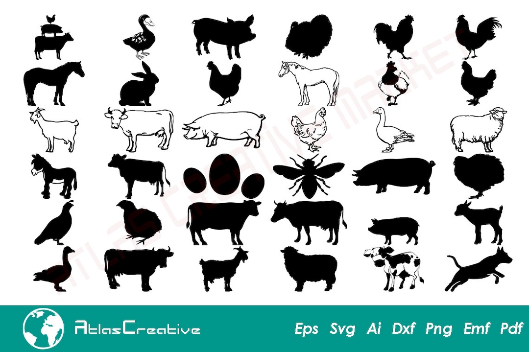 Farm Animals (36) Svg Bundle, Farm Clipart, Animal Cricut Cut Files ...