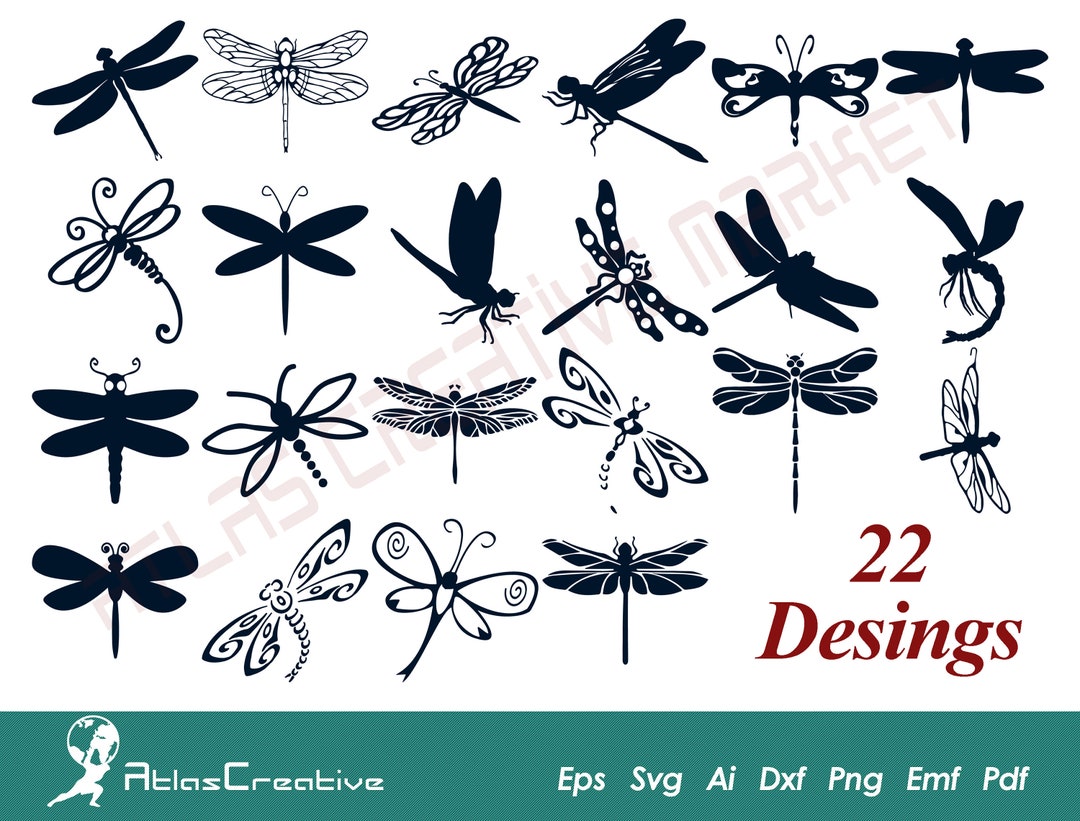 Dragonfly SVG (22) Bundle, Insect Svg, Dragonfly Vector, Instant Download, Dragonflies, Wings ...