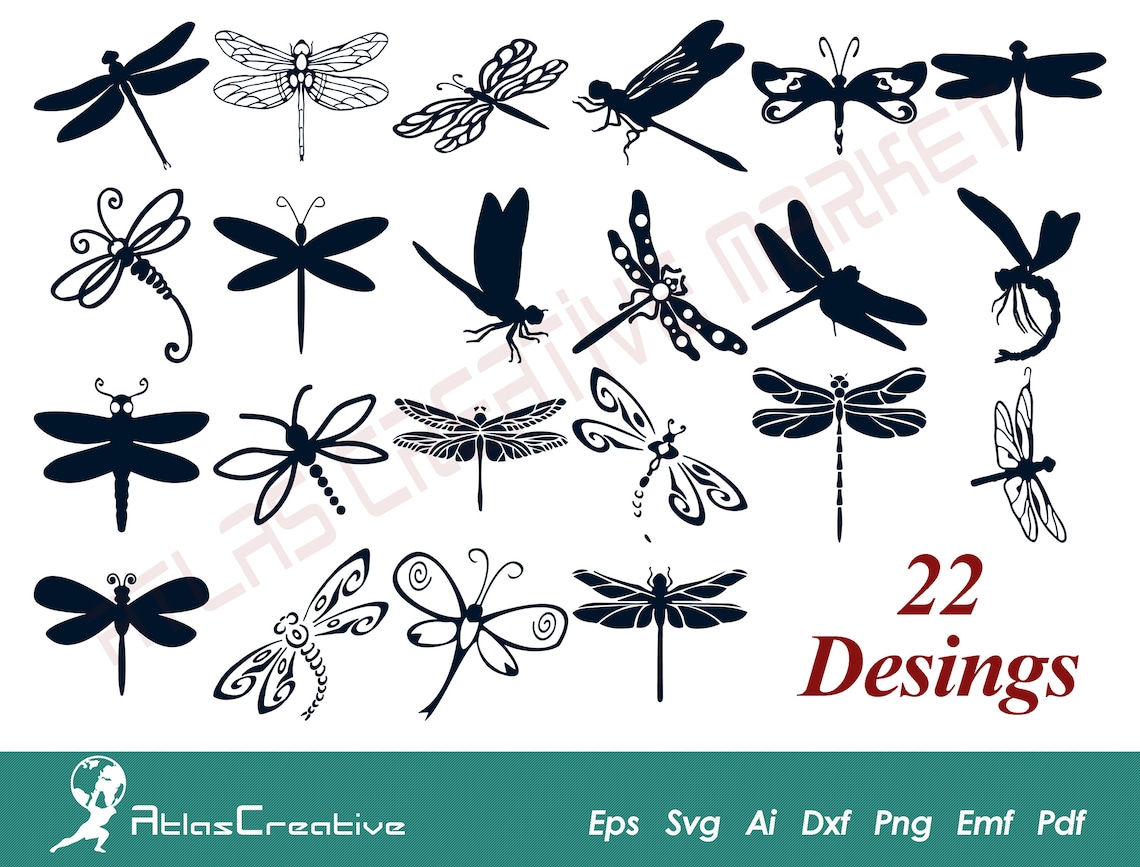Dragonfly SVG (22) Bundle, Insect Svg, Dragonfly Vector, Instant ...