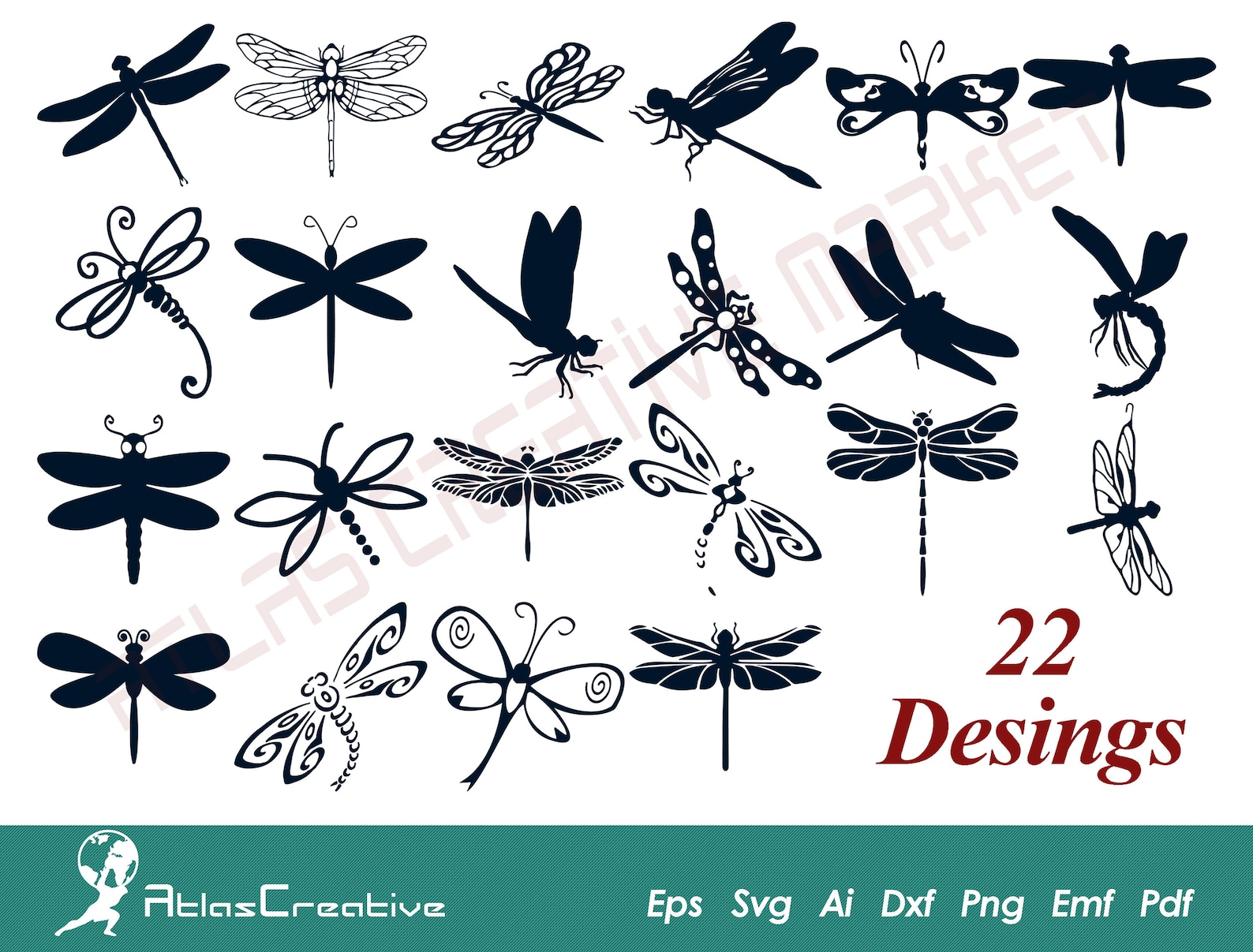 Dragonfly SVG (22) Bundle, Insect Svg, Dragonfly Vector, Instant ...