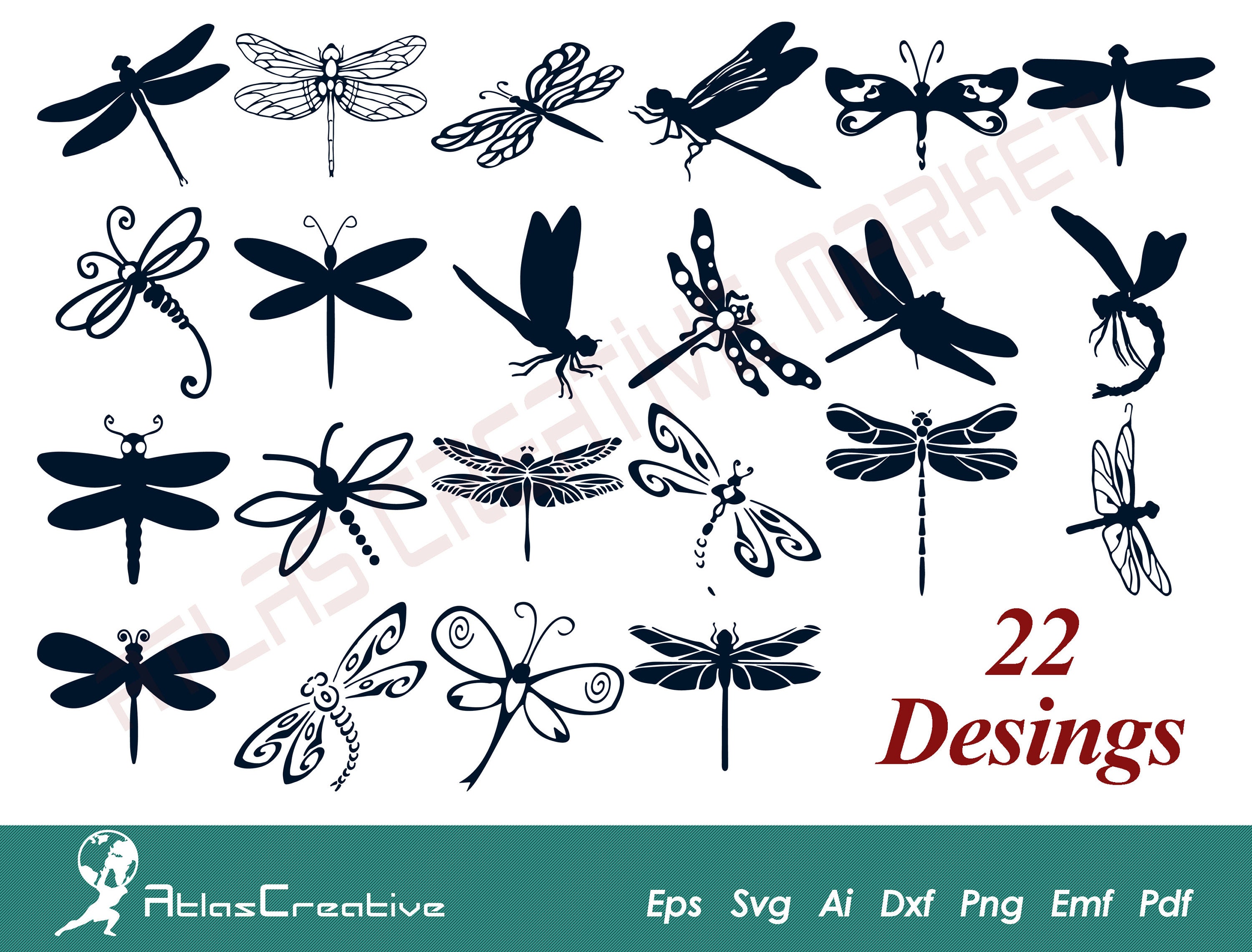 Dragonfly SVG (22) Bundle, Insect Svg, Dragonfly Vector, Instant ...