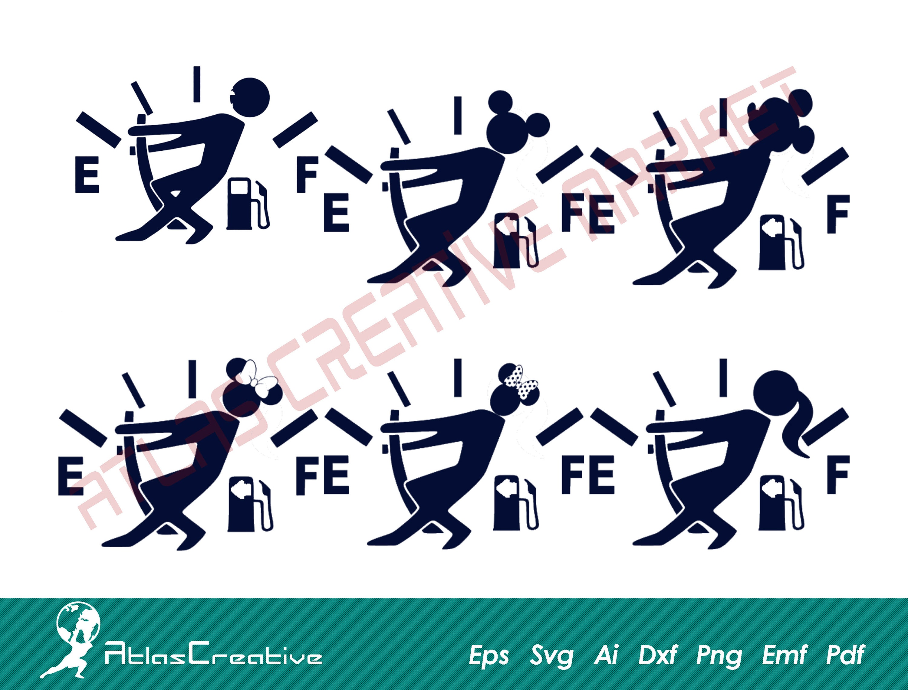 Gas Gauge Svg (6) Bundle, Empty Gas Tank Gauge Decal Vector, Gas Needle ...