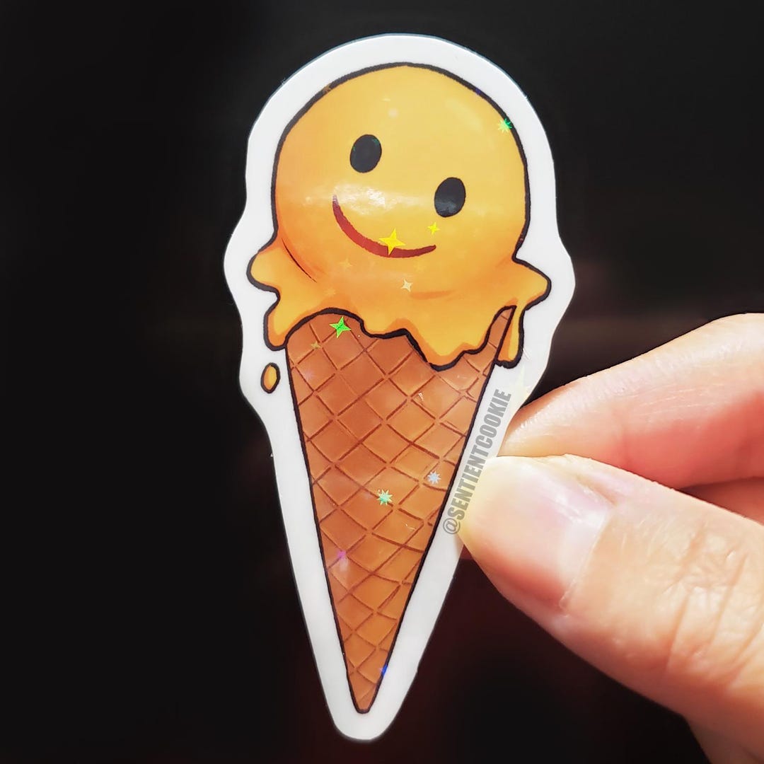 Melting Face Emoji Ice Cream Cone Melty Smiley Smiling Funny Cute ...