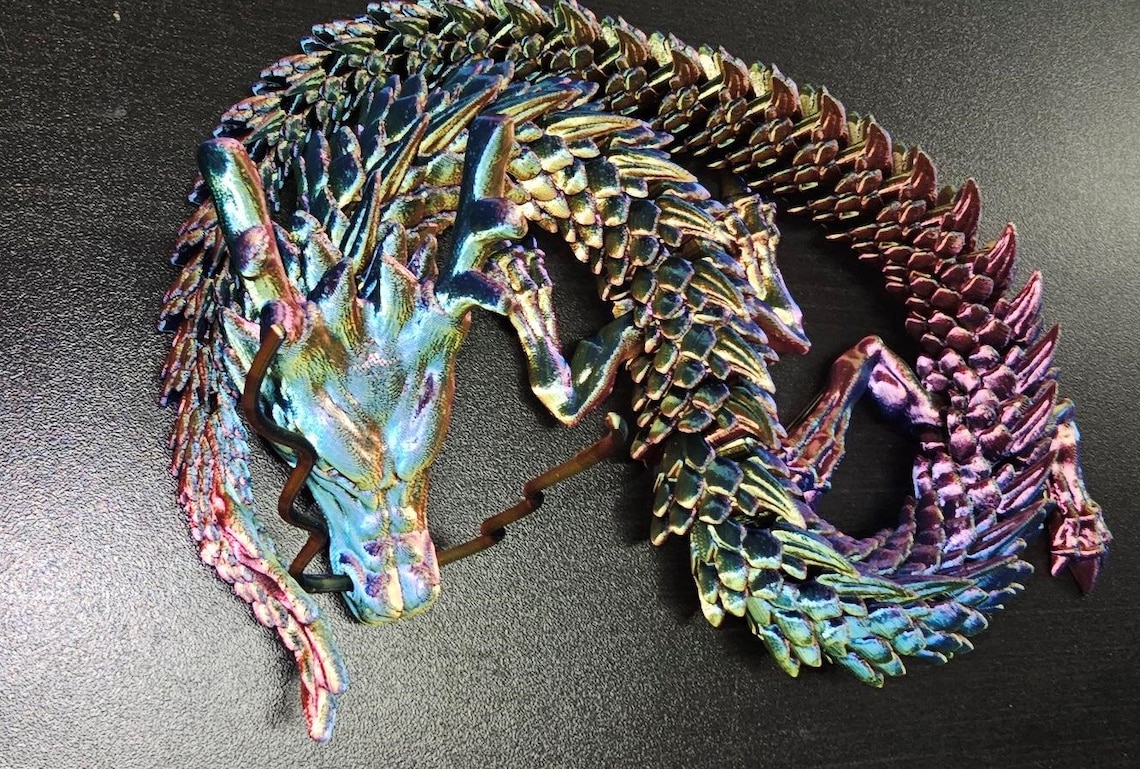 Articulated Dragon, 3D Printed Flexi Dragon, Fidget Toy, Authorized ...